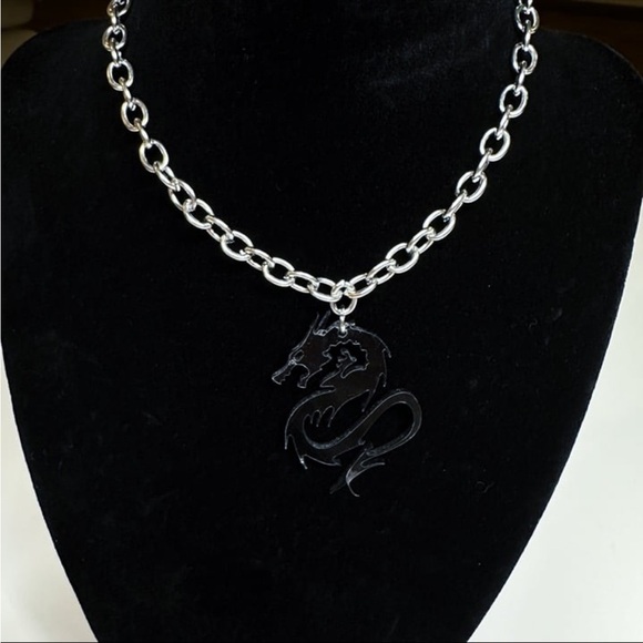 Jewelry | Silver Chain Necklace With Dragon Pendant | Poshmark